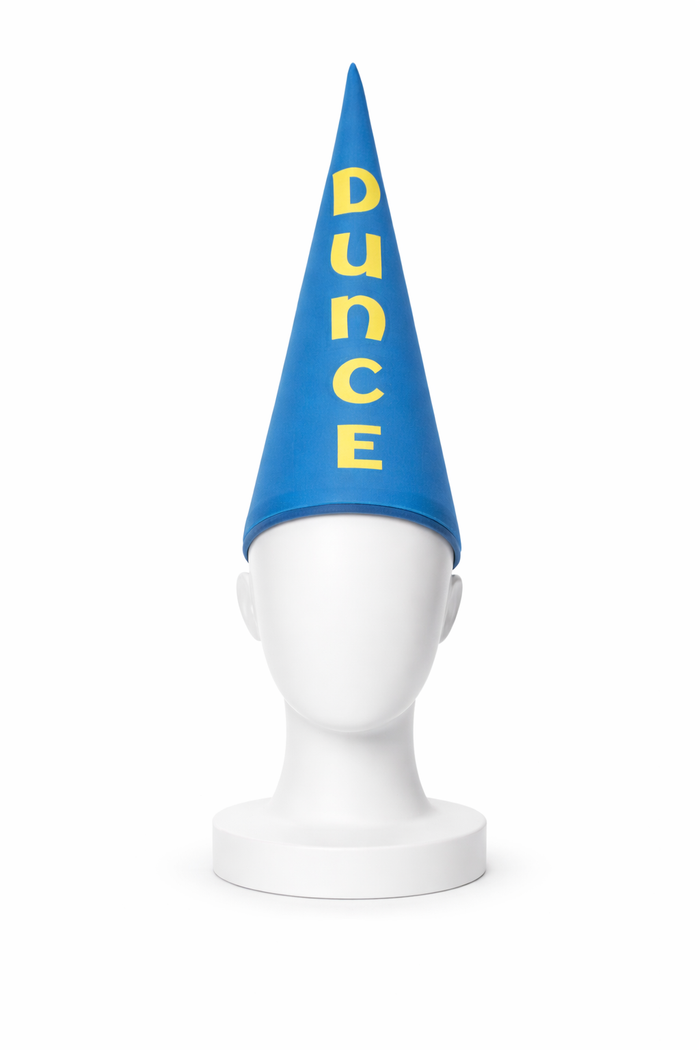 Classic Dunce Cap – Blue with Yellow “DUNCE” Lettering – Child Size Co ...