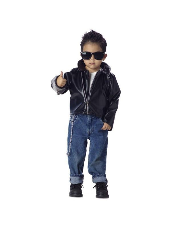 Toddler 50s Greaser Boy Costume — Black Vinyl Jacket – Masquerade